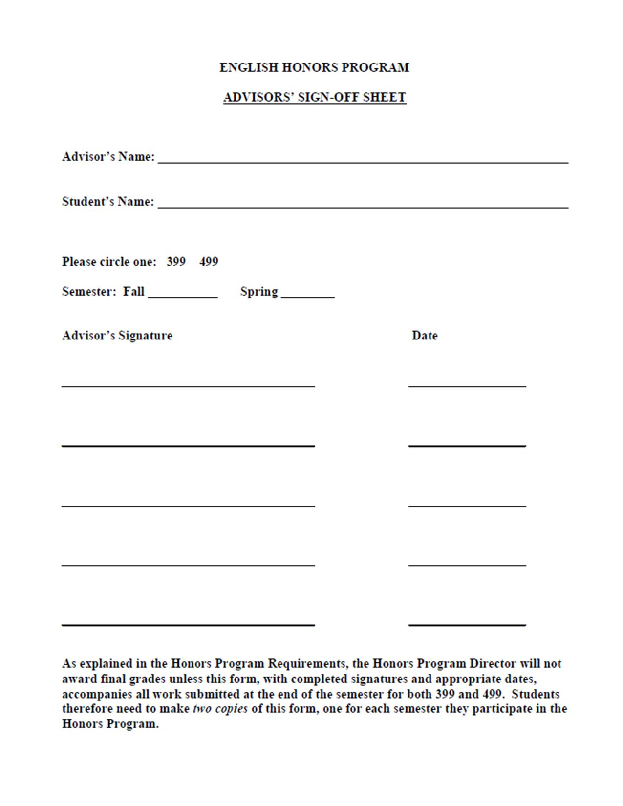 FORMS – English Honors Program – UMBC